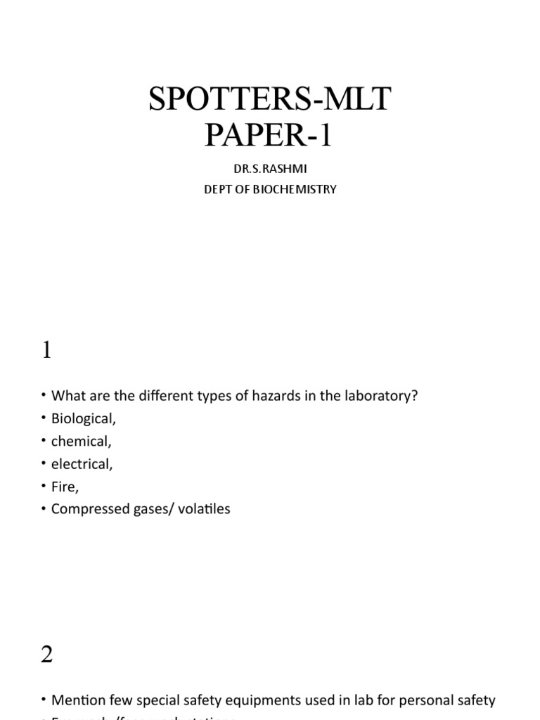 Spotters-Mlt Paper-1: Dr.S.Rashmi Dept of Biochemistry | PDF ...