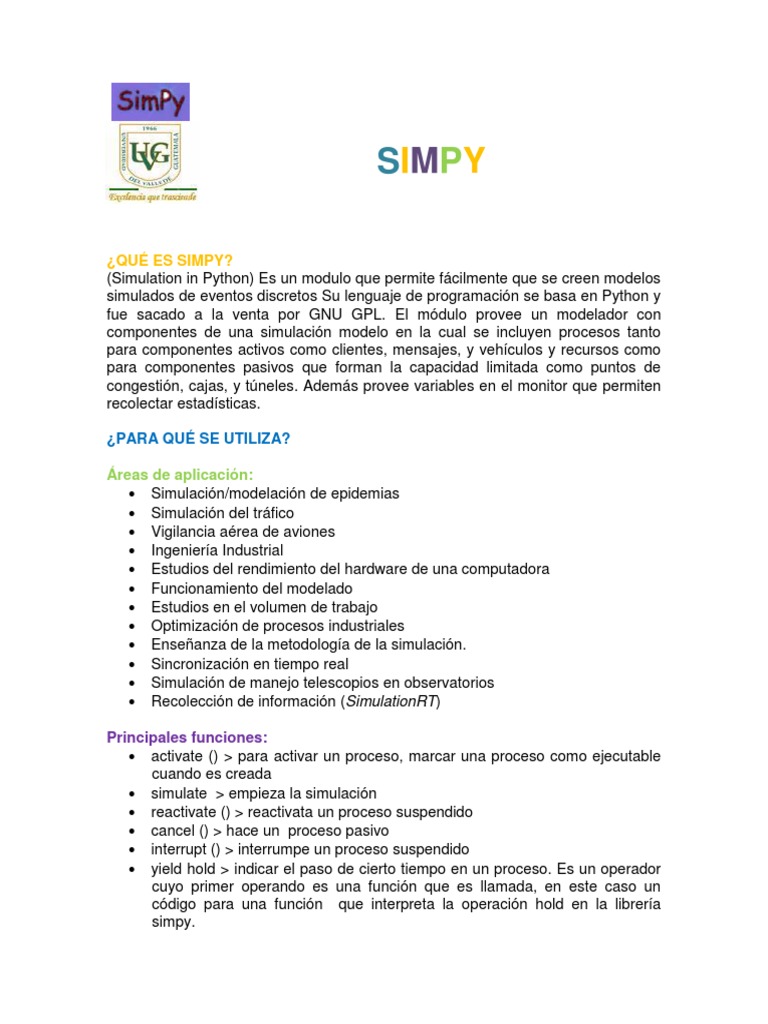 Simpy para Que Se Utiliza | PDF | Simulación | Python (lenguaje de programación)