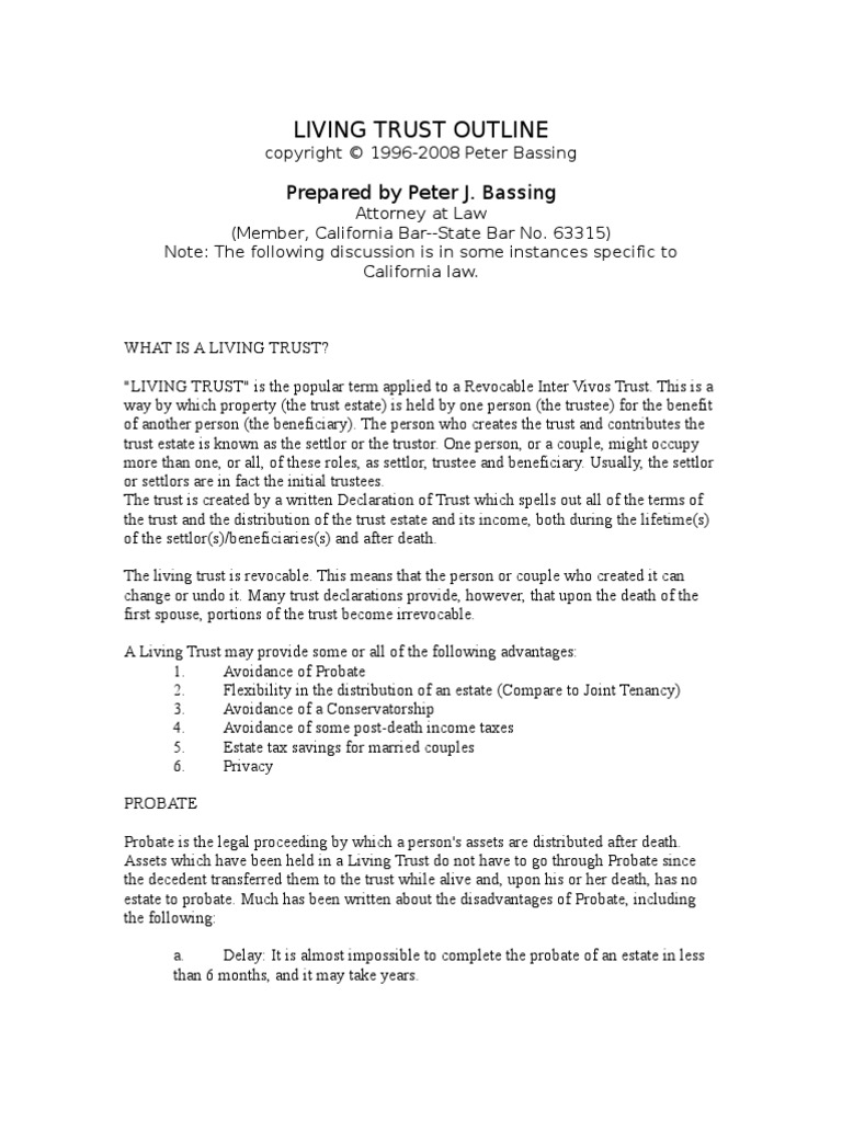 Living Trust Outline | PDF