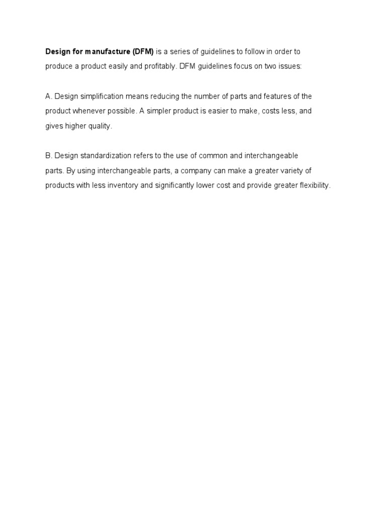 Design For Manufacture (DFM) | PDF