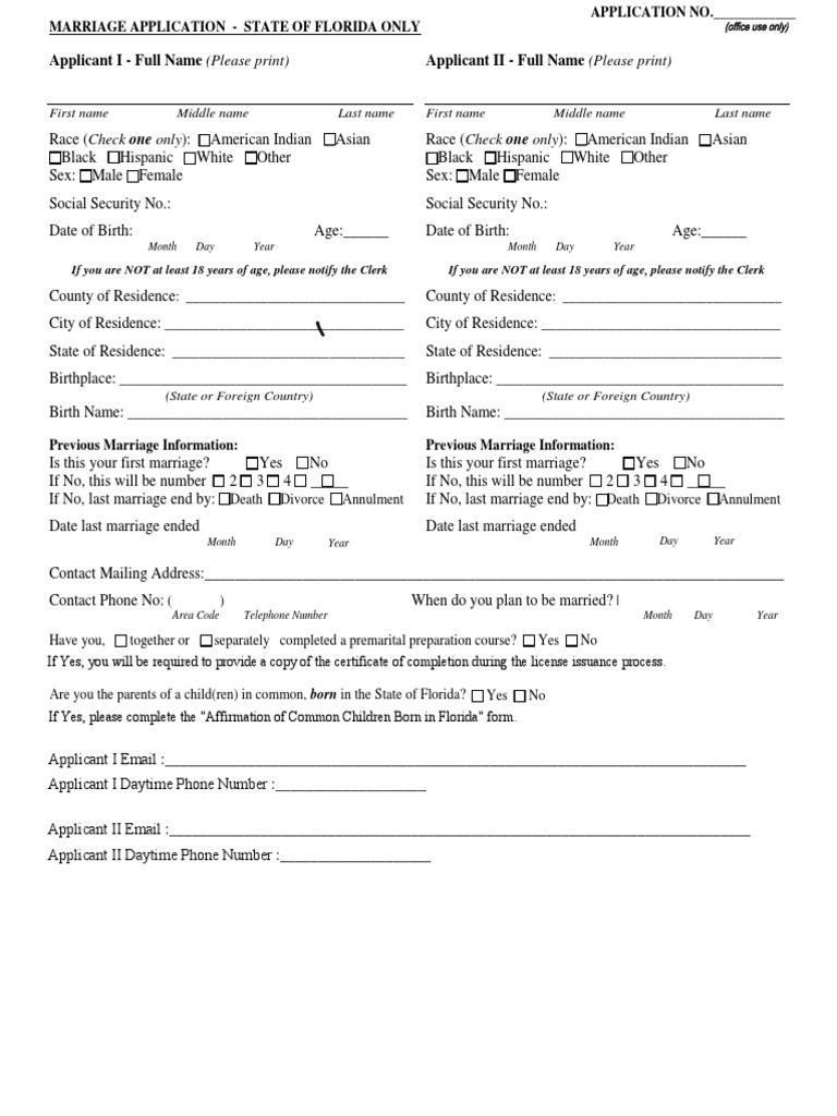 Marriage License Application | PDF | Race And Ethnicity In The United ...