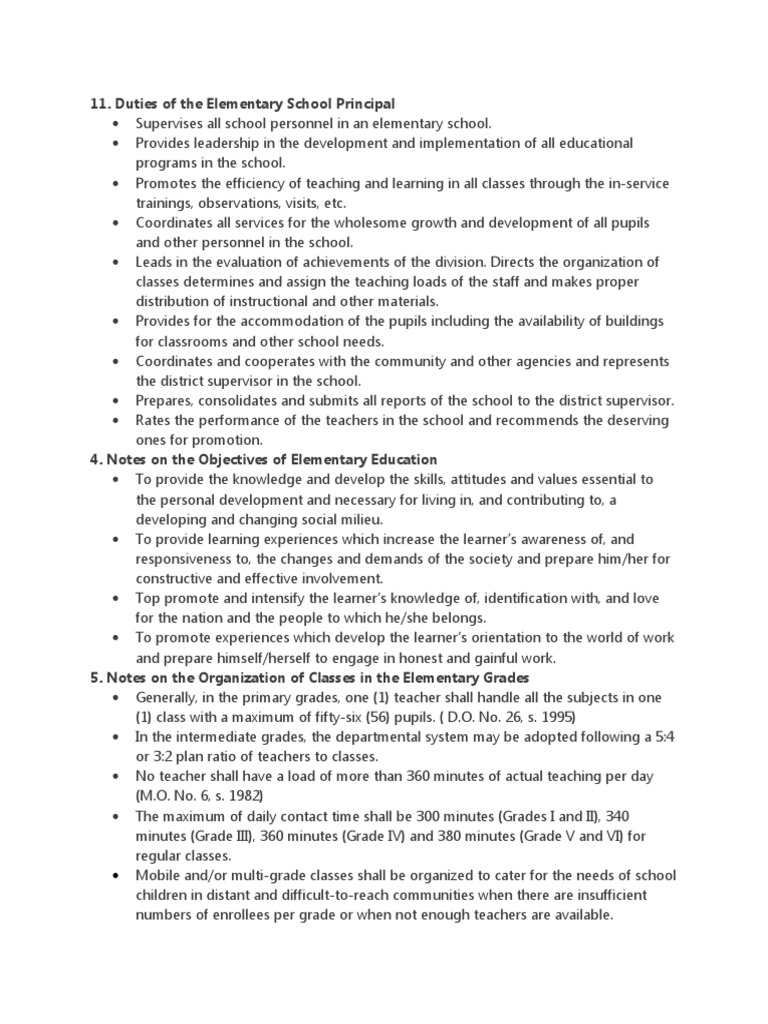 Duties of Elementary School Principals | PDF | Schools | Teachers