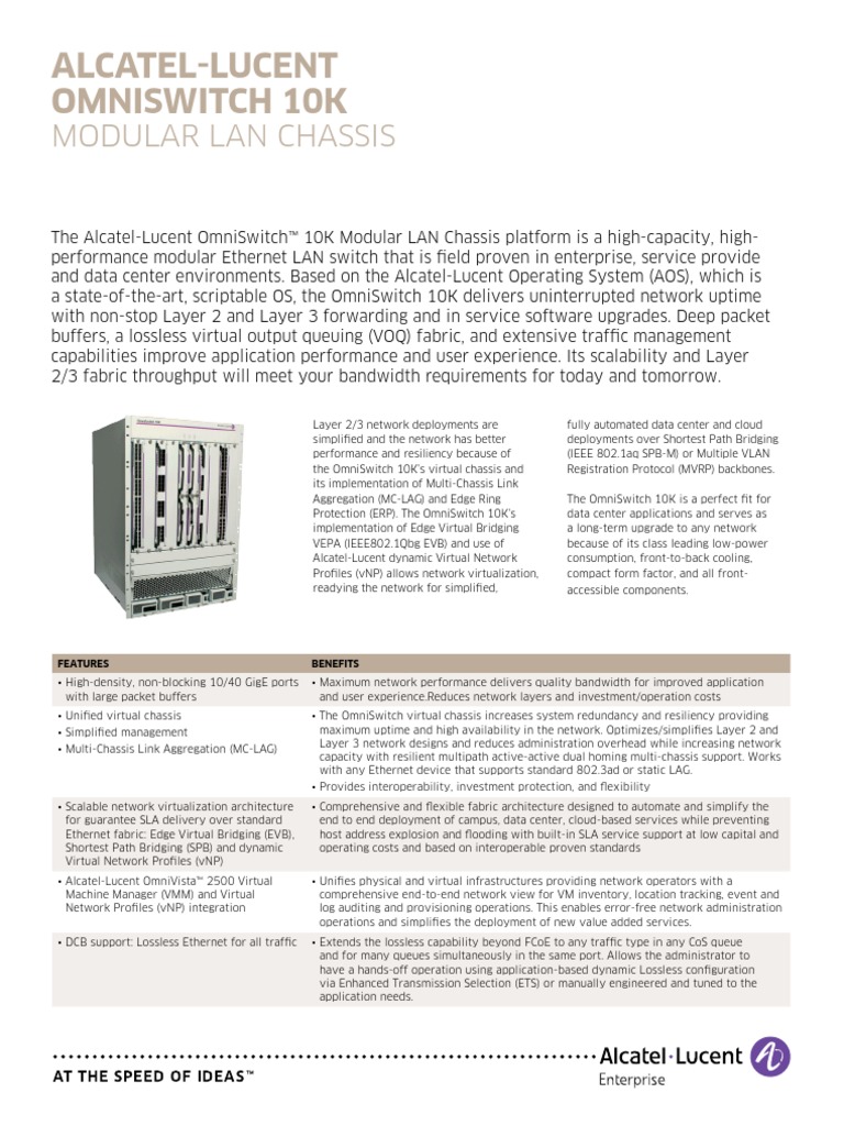 Alcatel-Lucent Omniswitch 10K: Modular Lan Chassis | PDF | Computer ...