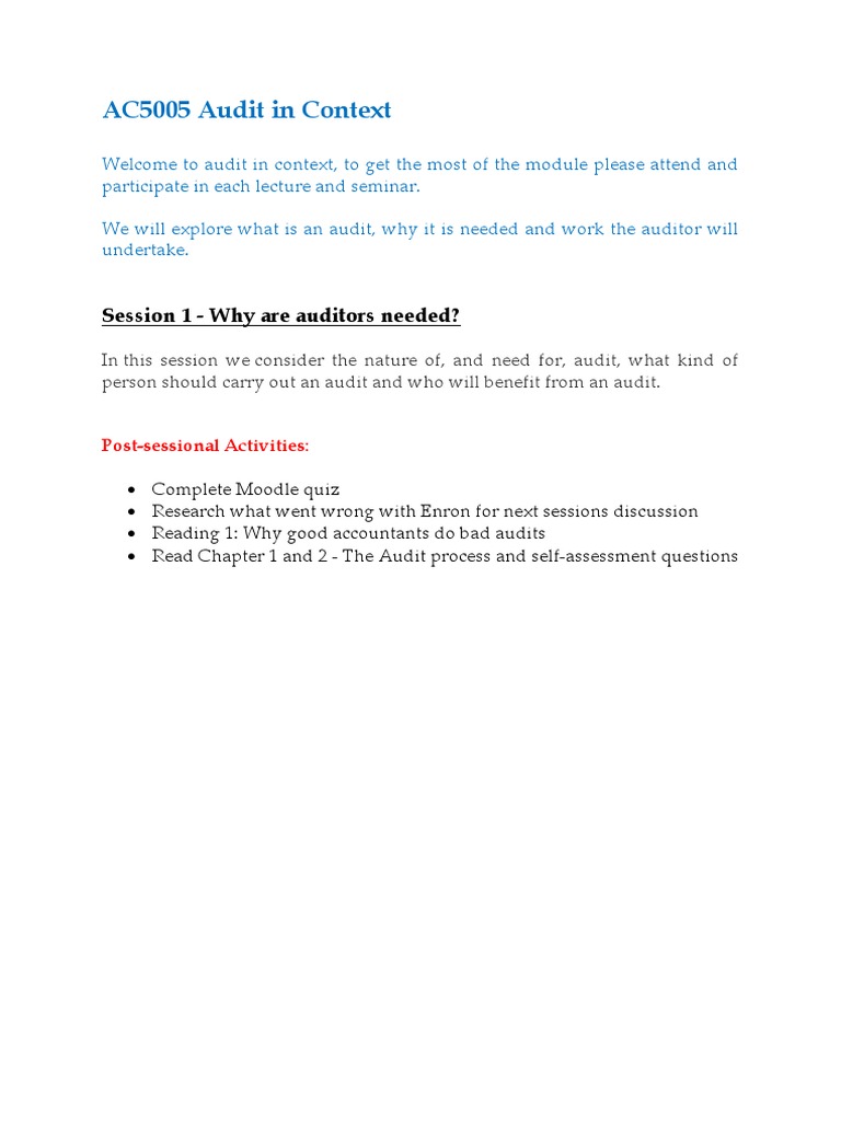 AC5005 Session 1 Overview | PDF | Business