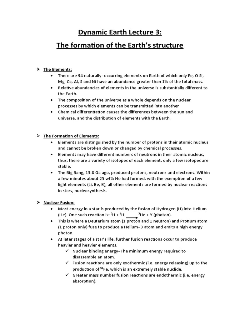 Dynamic Earth (Formation of The Earth's Structure) - Lecture 3 ...