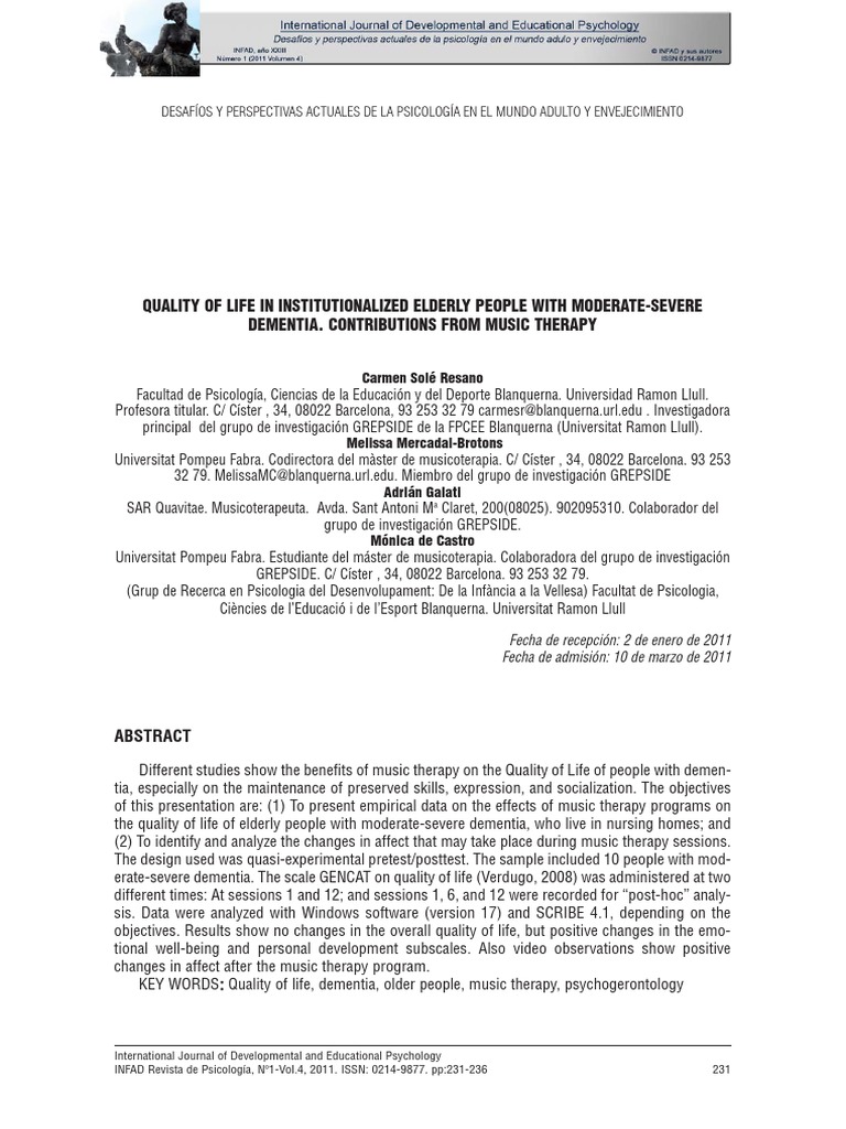 2011 - Quality of Life - Infad | PDF | Dementia | Alzheimer's Disease