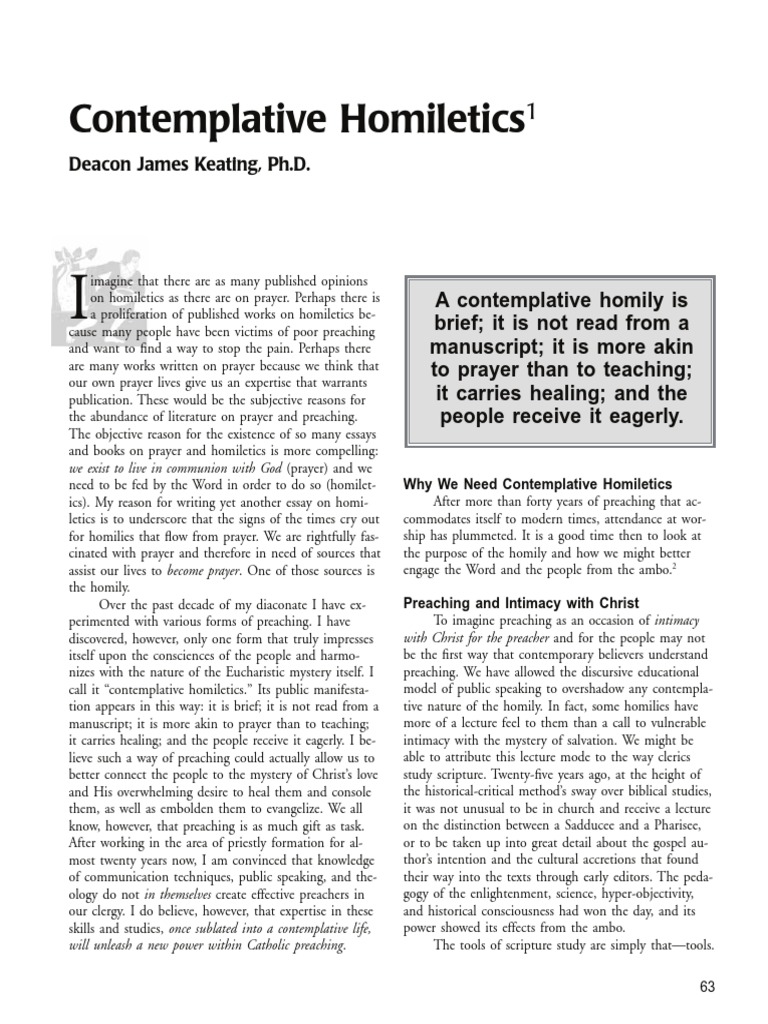 Keating Contemplative Homiletics | PDF | Sermon | Homiletics
