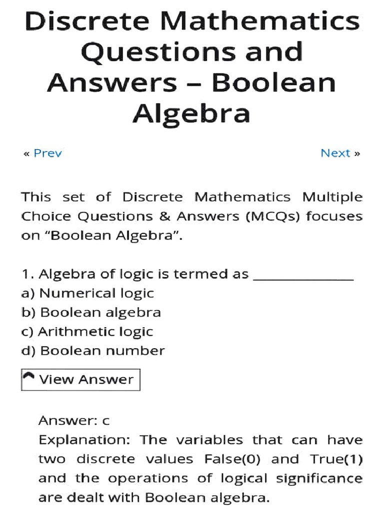 Lattices & Boolean Algebra MCQ | PDF