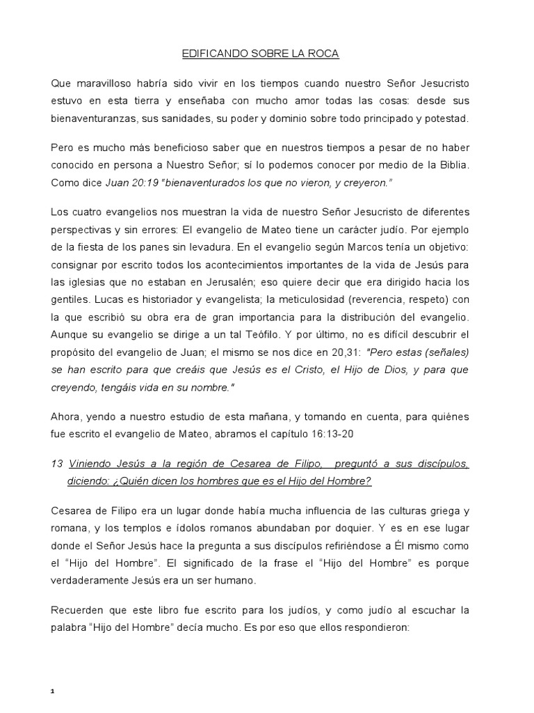 Edificando Sobre La Roca | PDF | San Pedro | Juan el Bautista