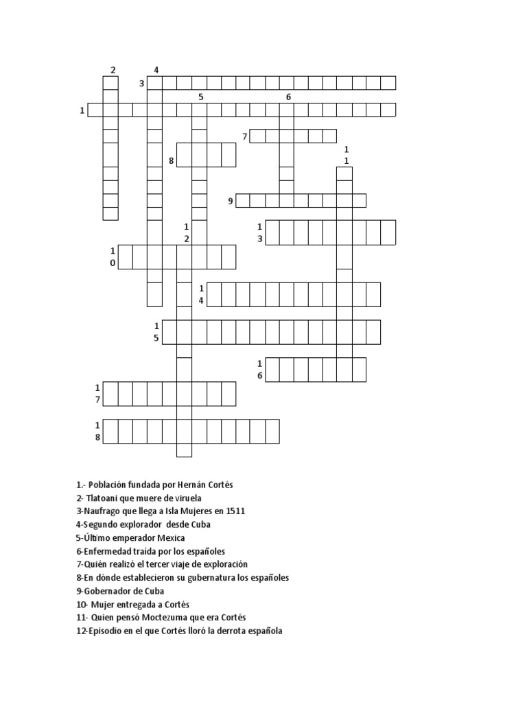 Crucigrama Historia 2 La Conquista | PDF