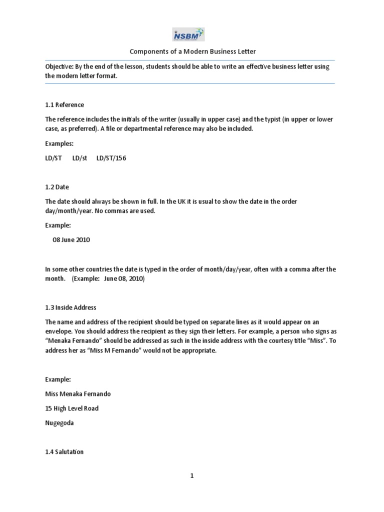 Modern Business Letter Guide | PDF | Text | Human Communication