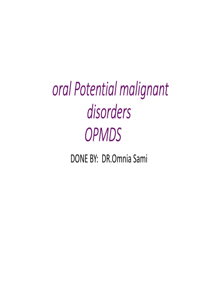 Oral Potential Malignant Disorder | PDF | Dermatology | Cutaneous ...