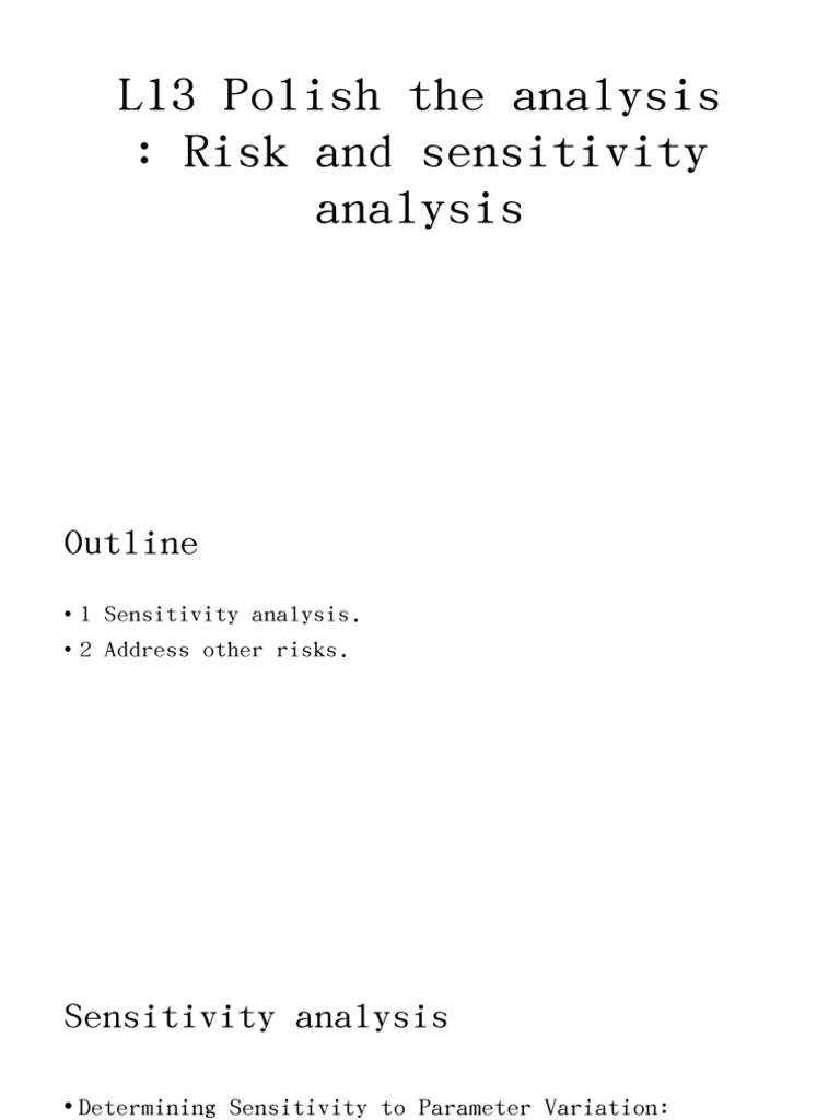 L13 - Risk and Sensitivity Analysis | PDF | Sensitivity Analysis | Net ...