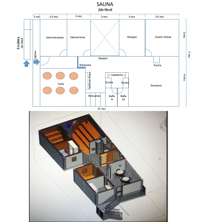 Plano y BIM Distribución Sauna | PDF