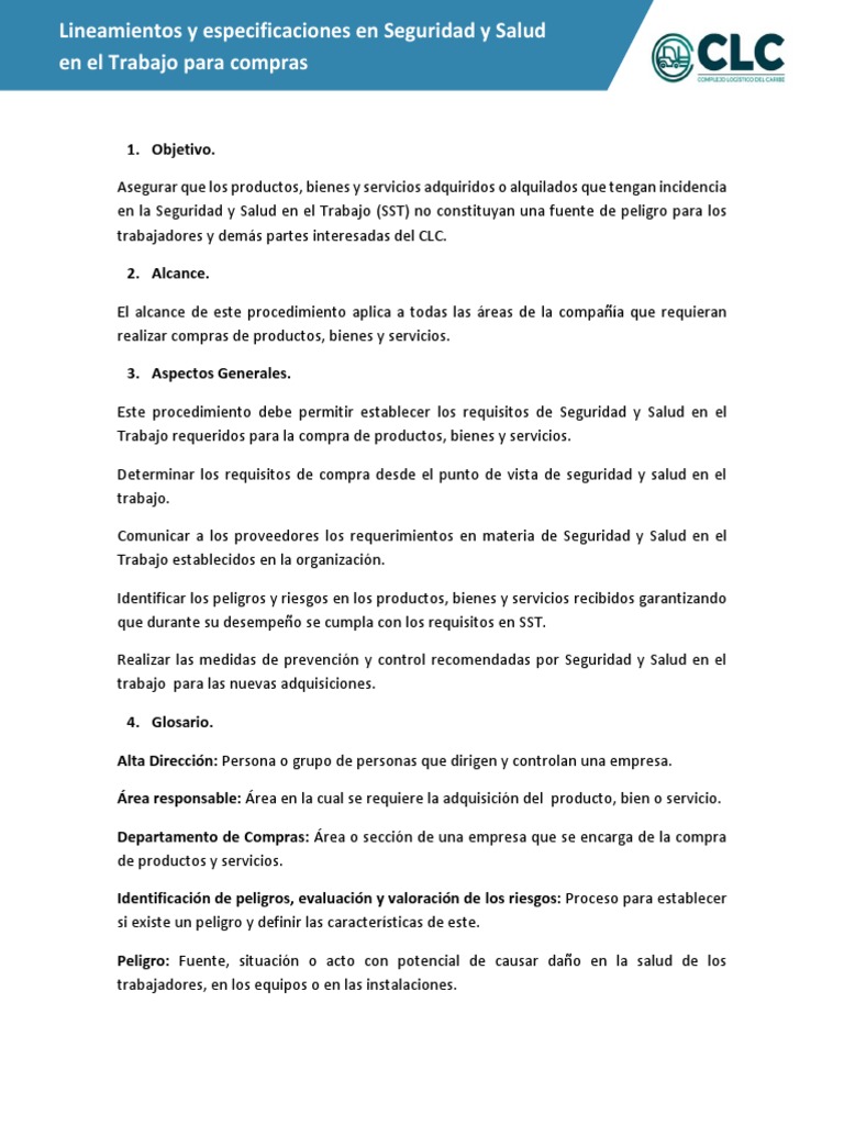 Procedimiento Adquisiciones y Compras en SST | PDF | Seguridad y salud ocupacional | Hospital