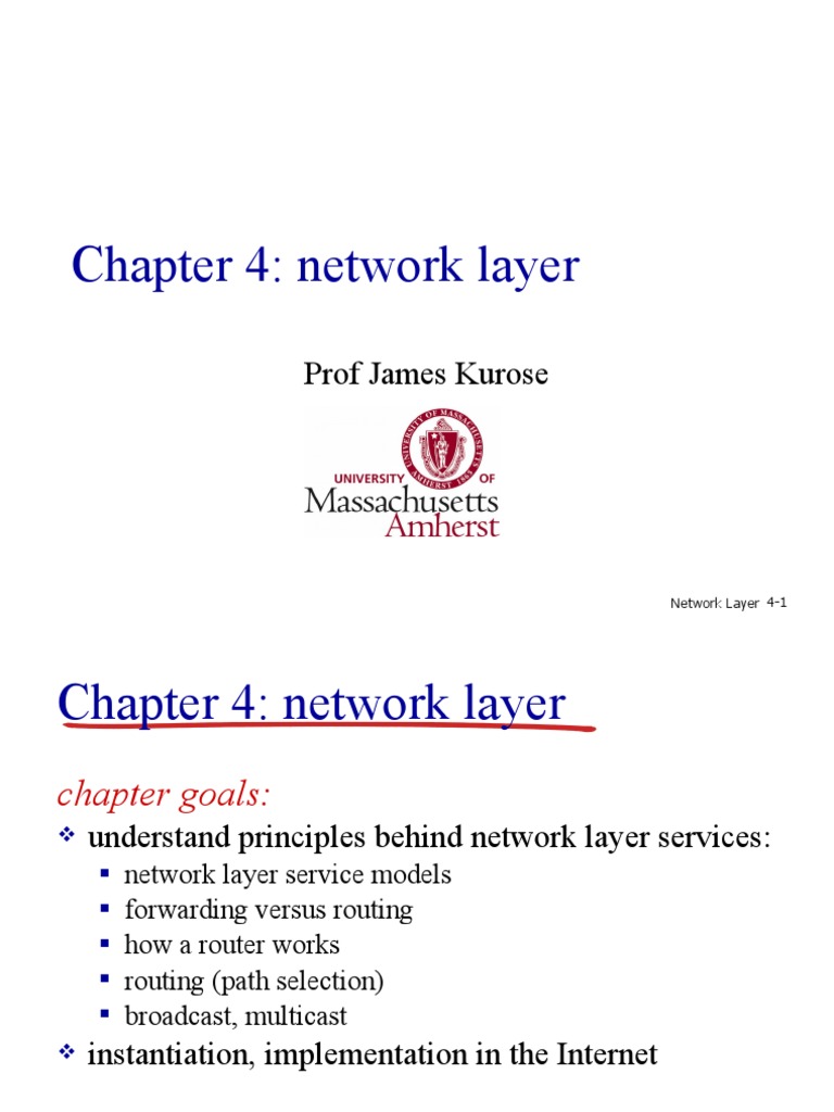 Chapter 4: Network Layer: Prof James Kurose | PDF | Internet Protocols | Router (Computing)