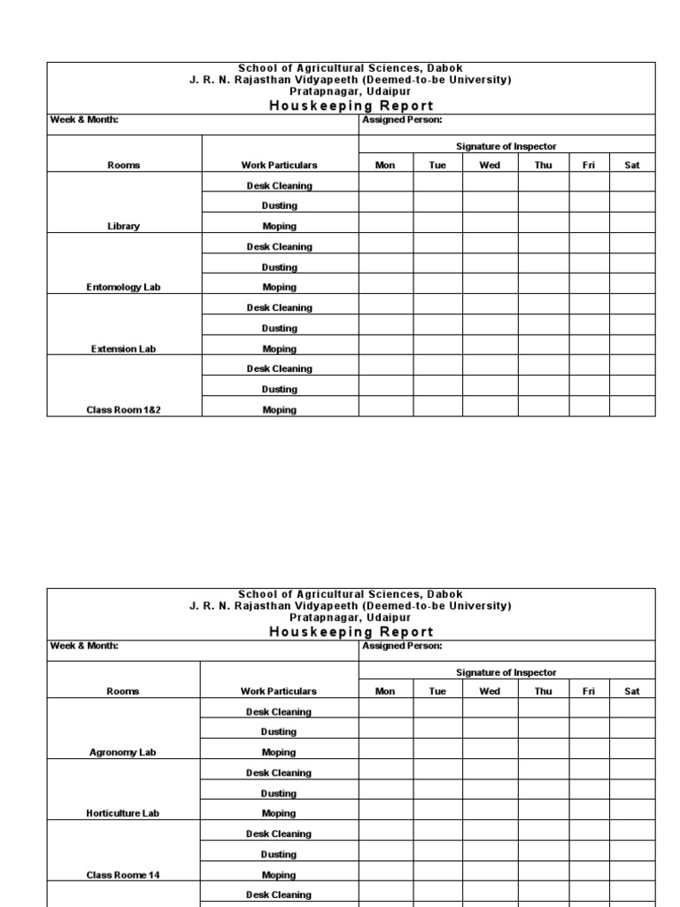 Housekeeping - School of Agricultural Sciences, Dabok | PDF ...