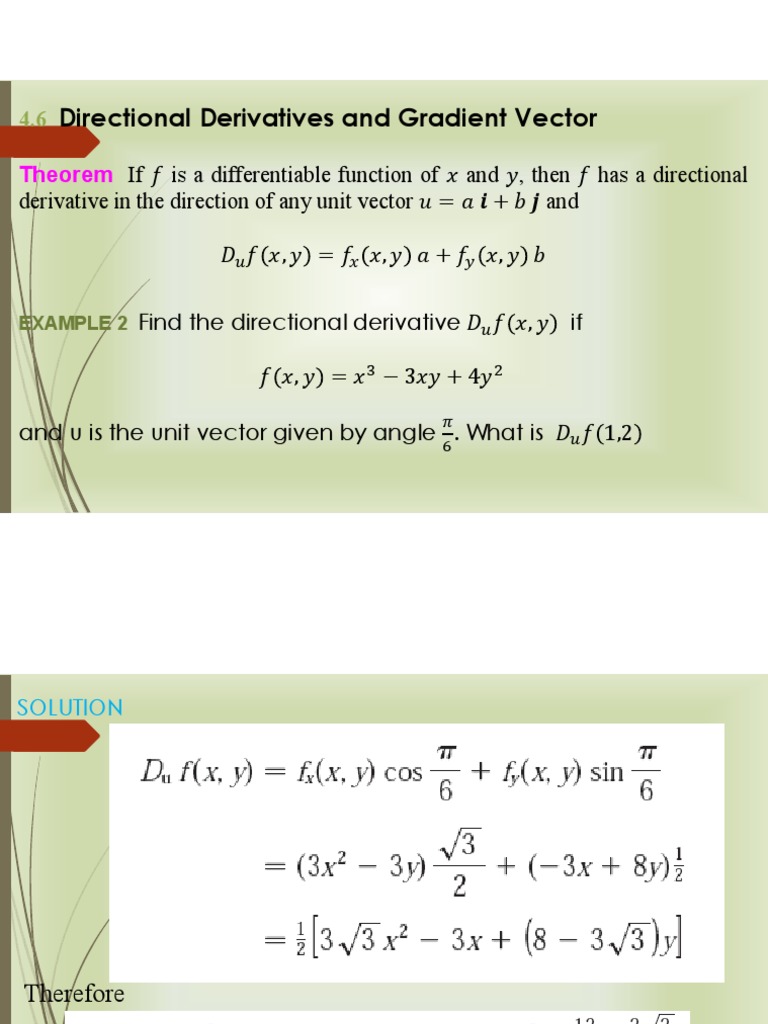 Directional Derivatives and Gradient Vector: Theorem | PDF | Gradient | Derivative