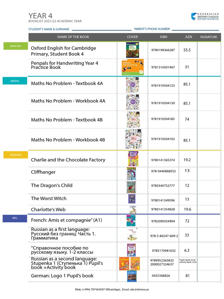 Year 4 Book list-UPDATED | PDF | Books