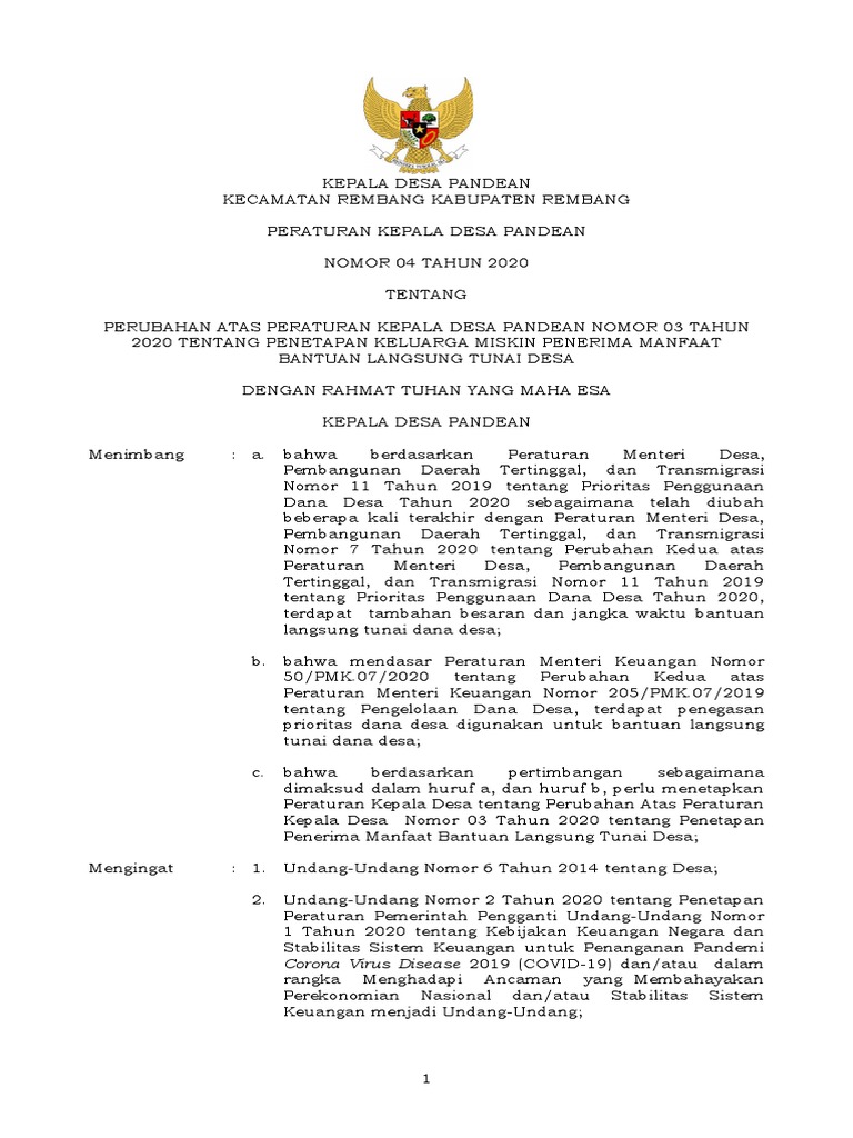 4 Perkades BLT | PDF | Hukum | Griya & Taman