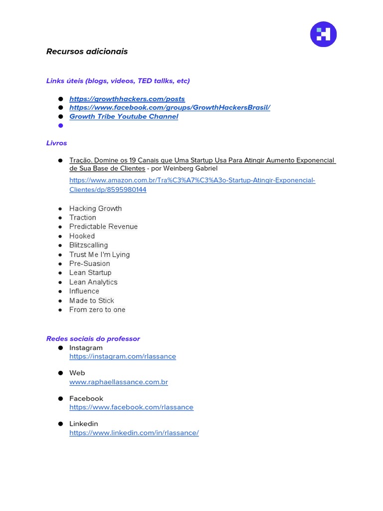 Recursos Adicionais - Raphael Lassance | PDF