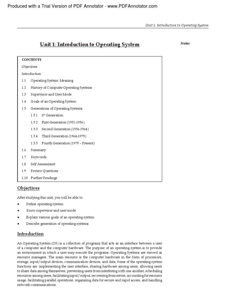 Operating Systems Notes FINAL - Unit1 | PDF | Operating System | Input ...