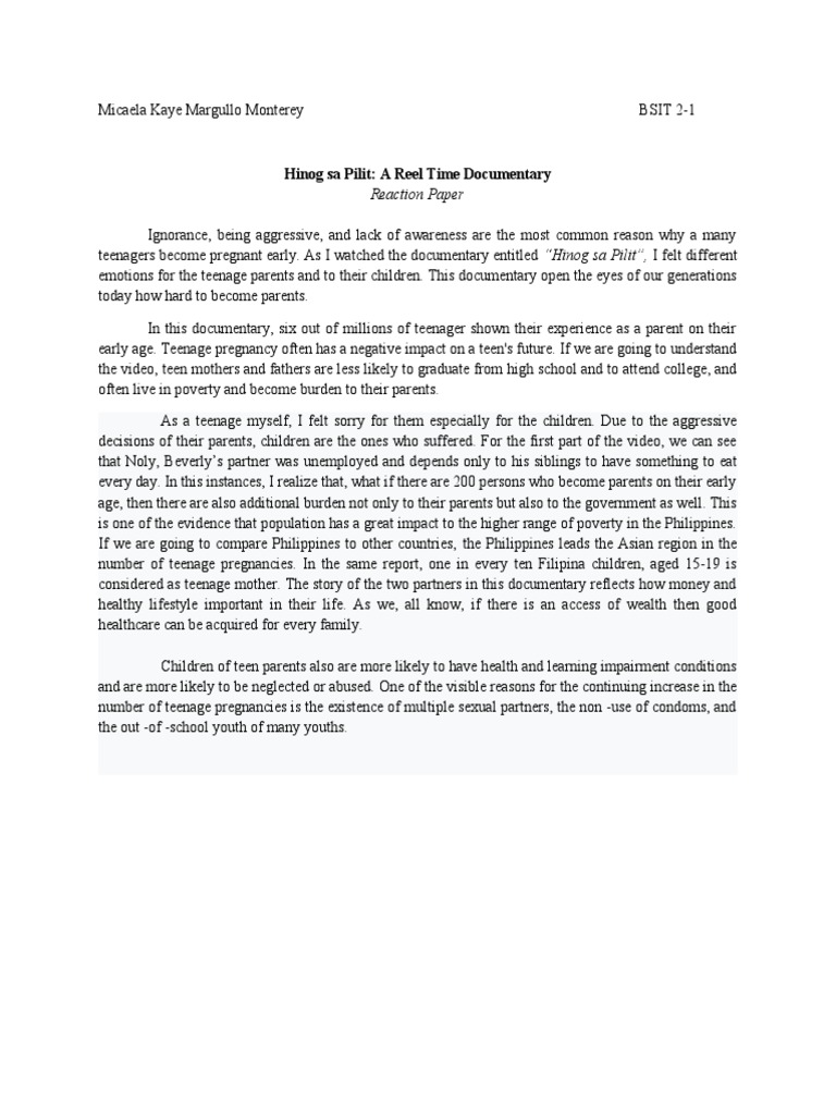 Reaction Paper Documentary | PDF