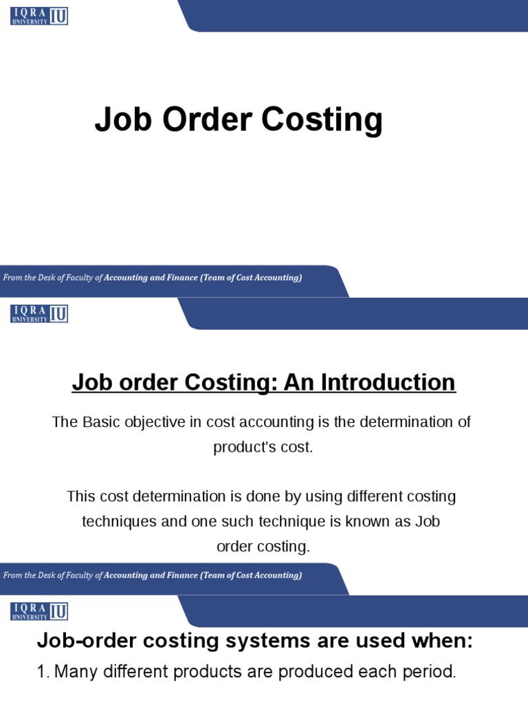 Job Order Costing Overview | PDF | Cost Accounting | Cost