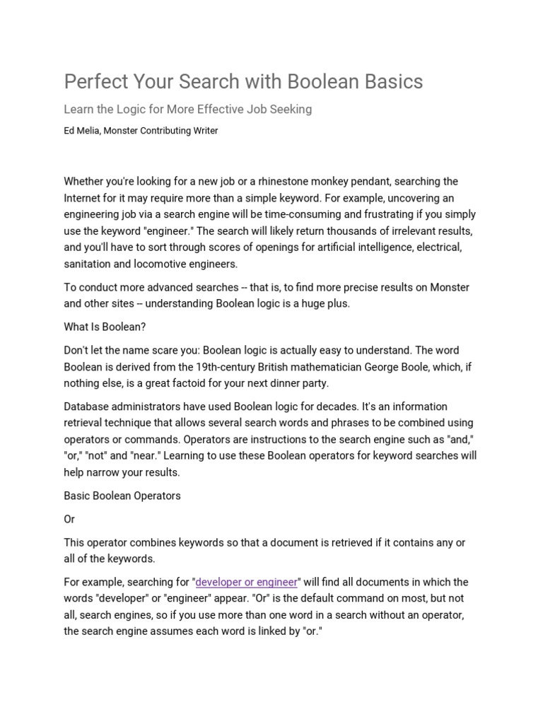 Monster Boolean Basics | PDF | Index Term | Boolean Algebra