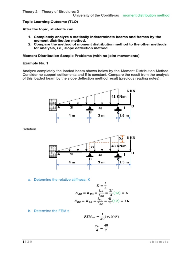 Theory 2 - Moment Distribution Method Sample Problems | PDF | Beam ...