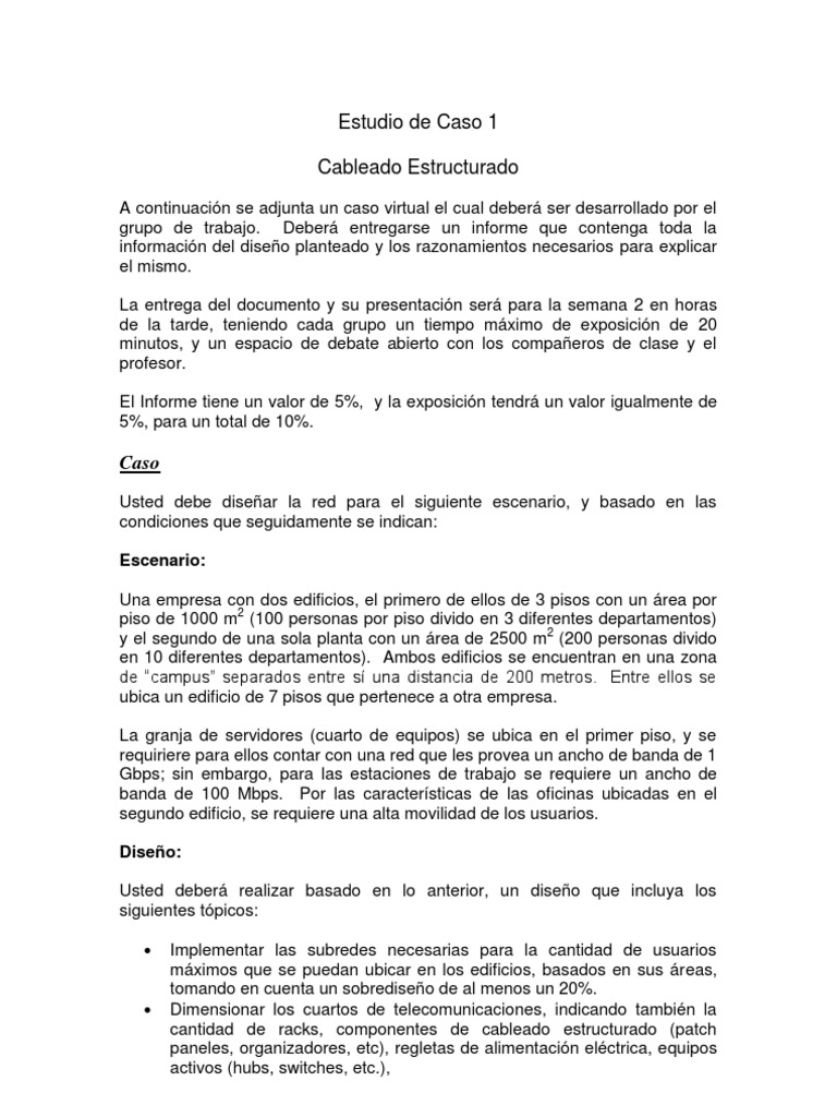 Estudio de Caso 1 Cableado Estructurado | PDF | Tecnología de información y comunicaciones ...