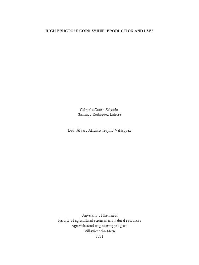 HFCS Production Process Explained | PDF | Fructose | Sugar Substitute