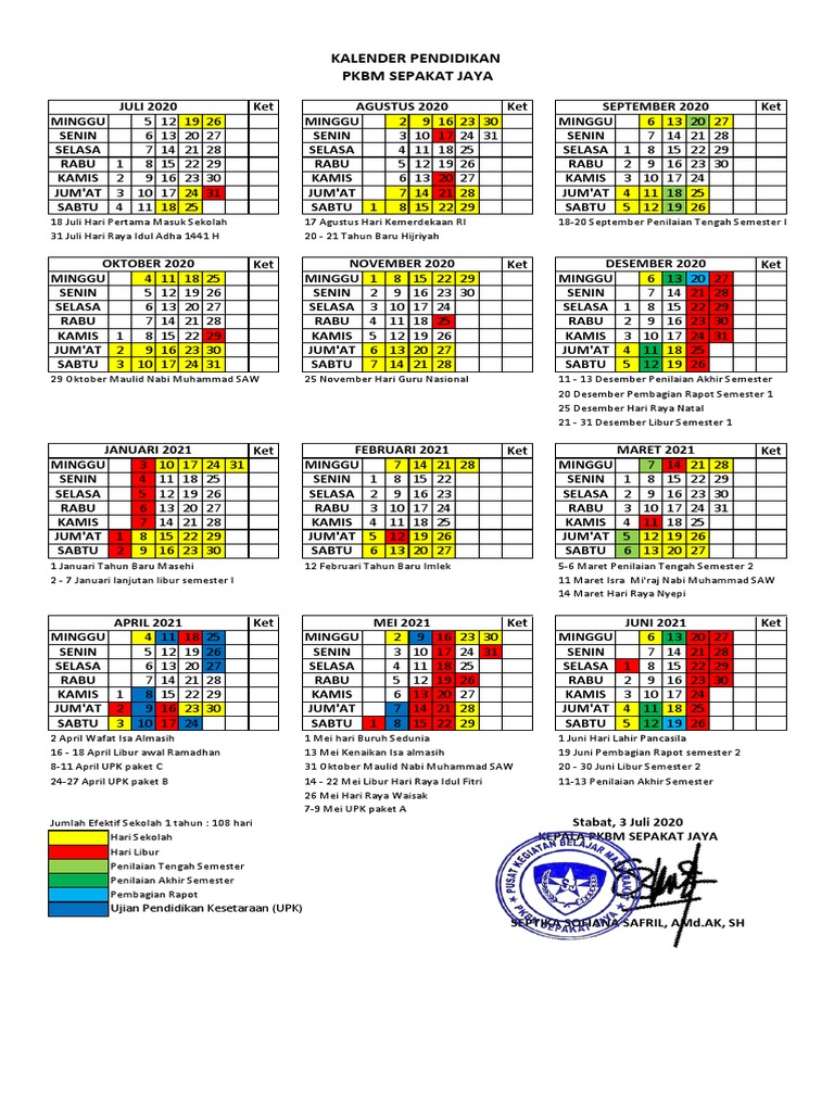 Kalender Pendidikan PKBM 2025/2026 | PDF