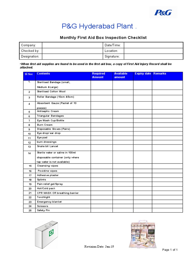 Monthly First Aid Box Checklist | PDF