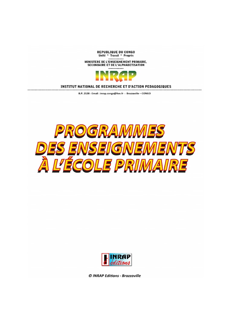 Programme Et Guide Du Primaire 2018 | PDF | Écoles | Enseignement ...