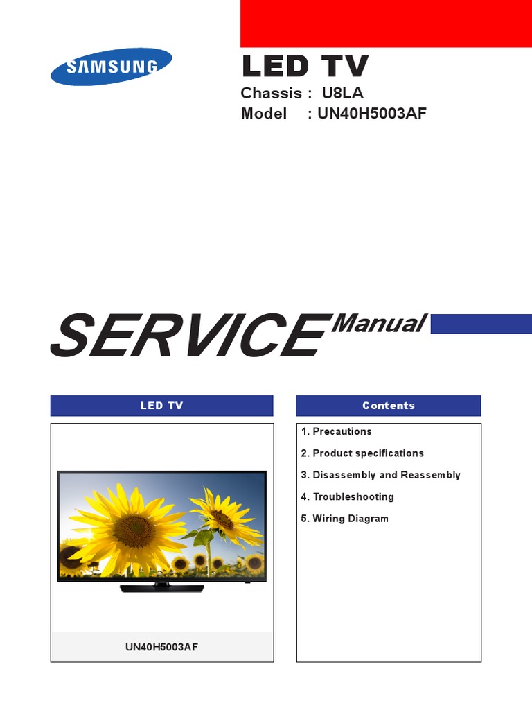 Samsung UN40H5003AF Chassis U8LA | PDF | Electrostatic Discharge ...