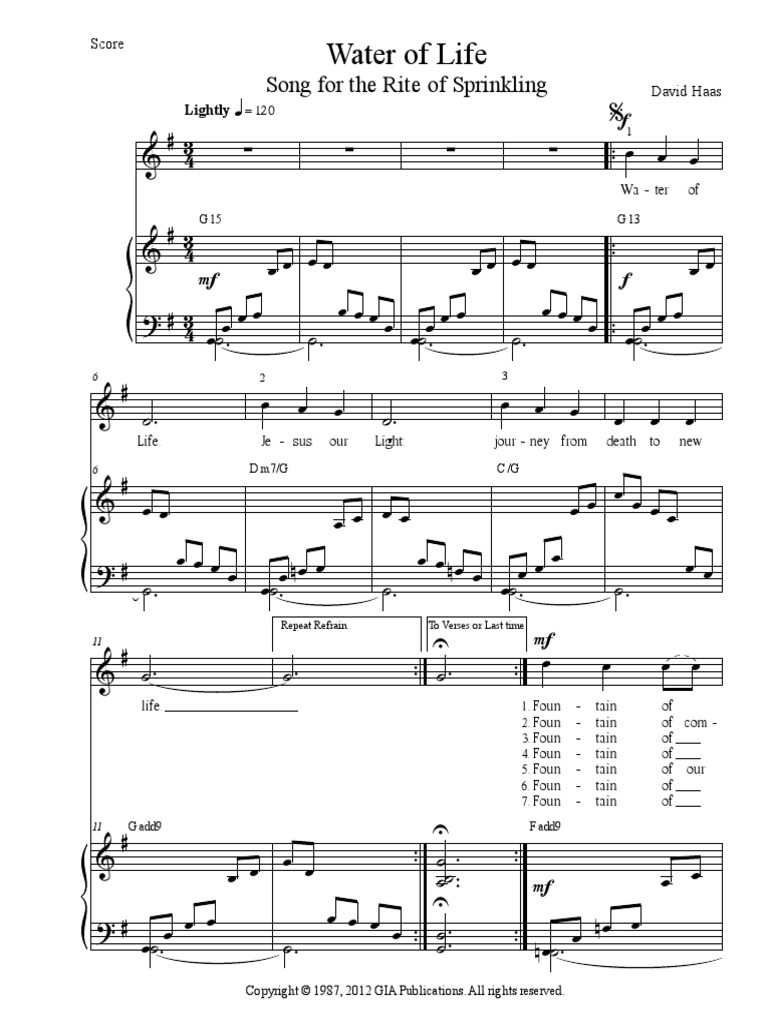 Water of Life Haas Piano and Melody | PDF | Musical Forms | Music Theory