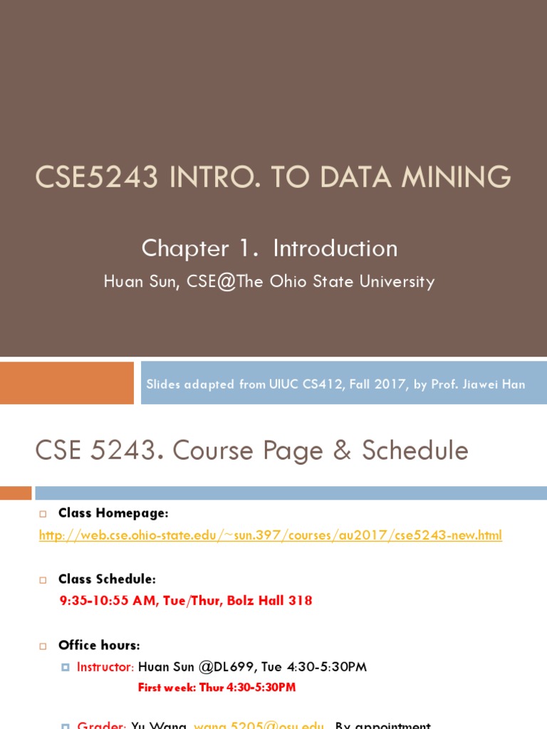 Cse5243 Intro. To Data Mining: Chapter 1. Introduction | PDF | Data Mining | Statistical ...