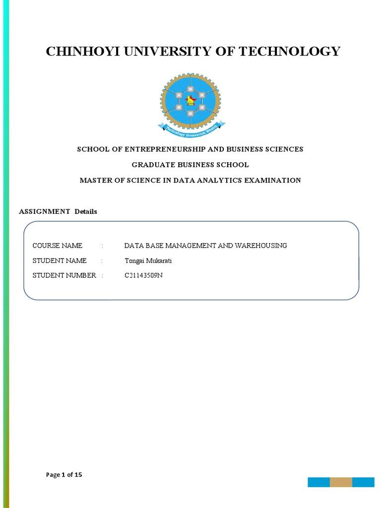 Database and Data Warehouse Assignment 1 | PDF | Relational Database | Databases