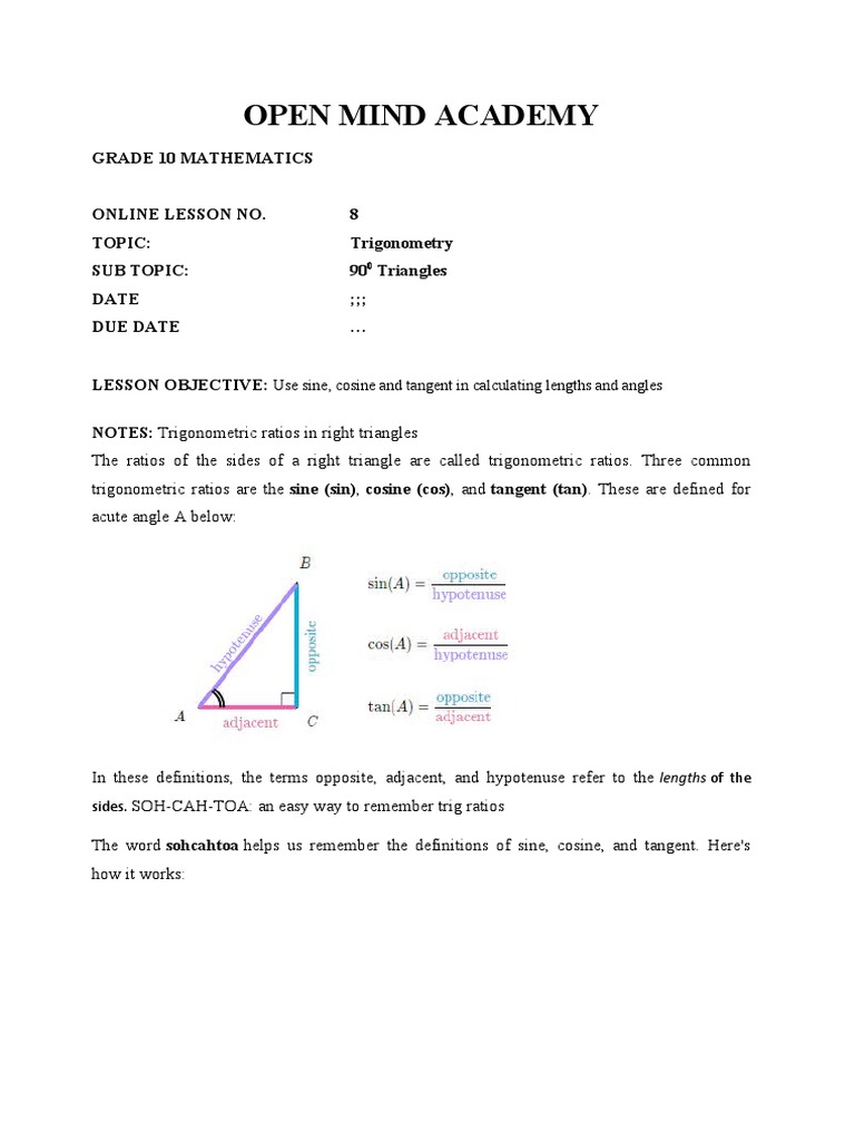 Grade 10 Mathematics Lesson 8 | PDF