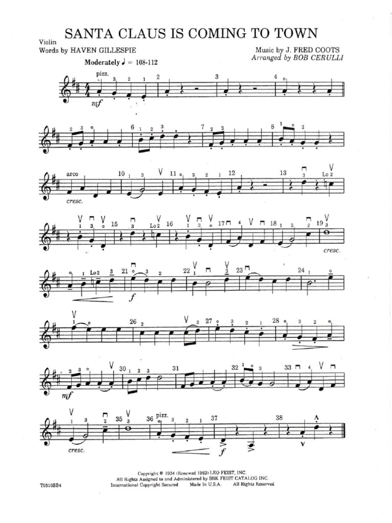 Bob Cerulli - Santa Claus Is Coming To Town (String Parts) | PDF