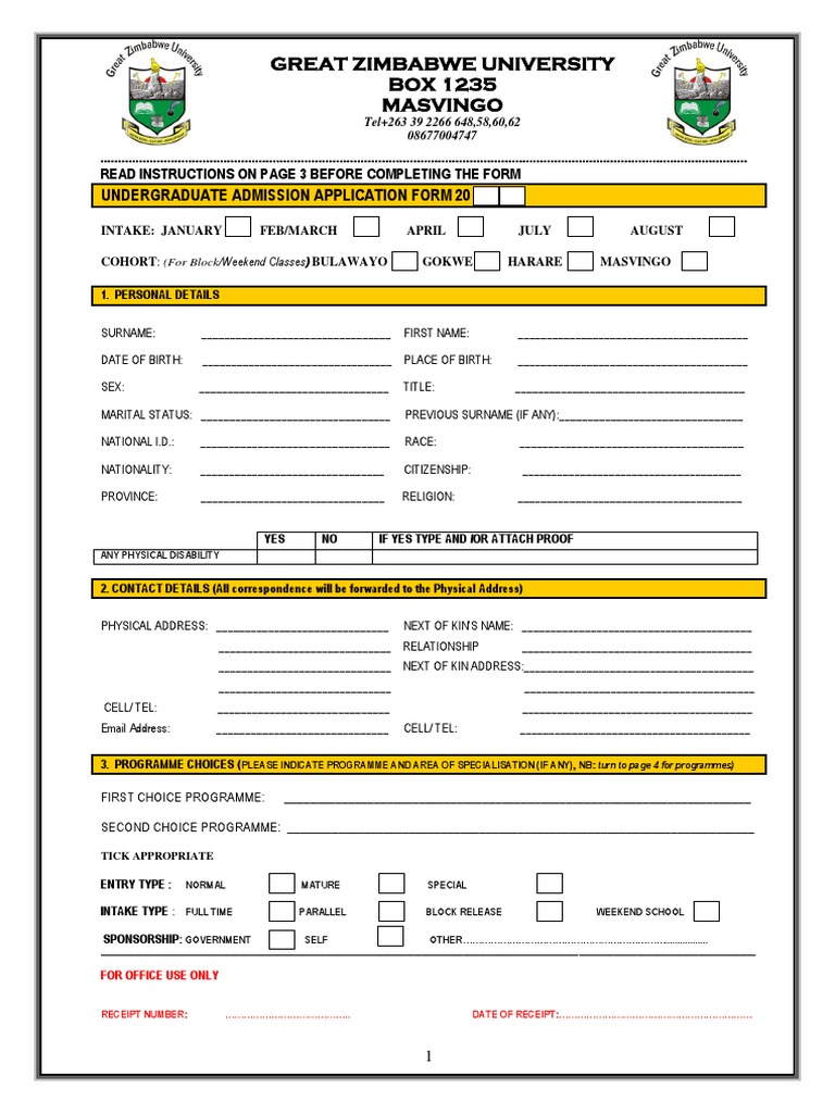 Undergraduate Admission Application Current | PDF | Bachelor's Degree ...