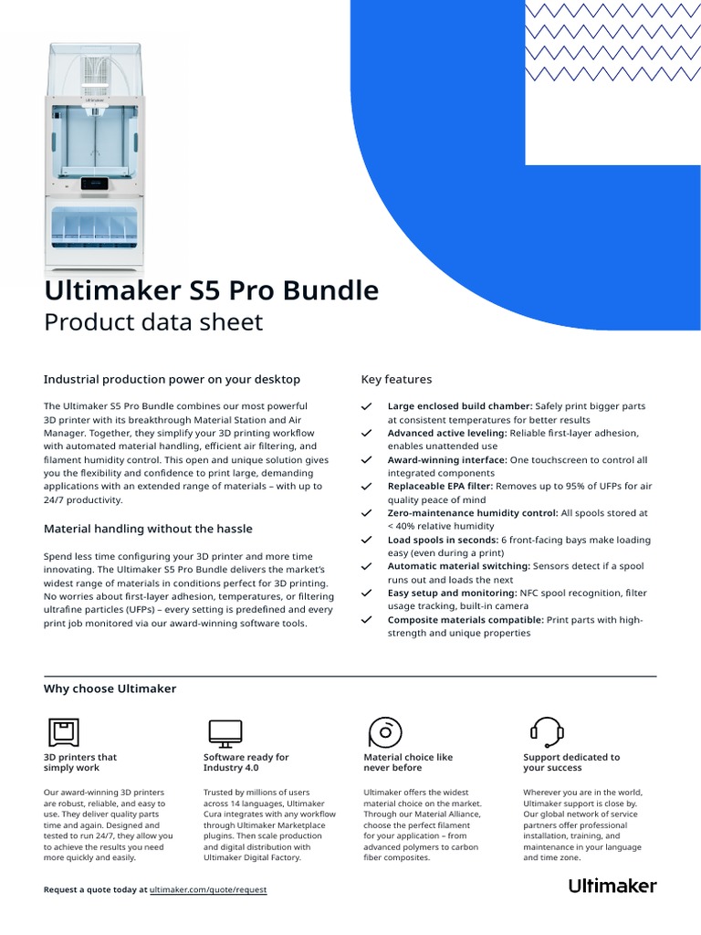 Ultimaker s5 Pro Bundle Product Data Sheet en | PDF | Computing ...
