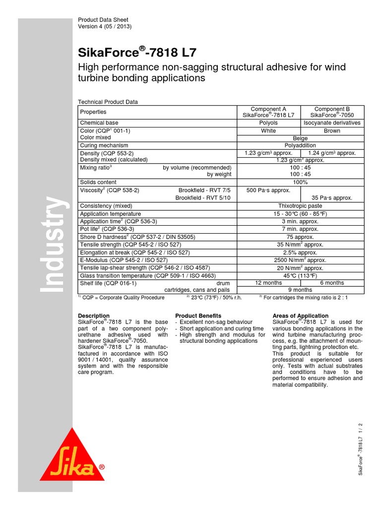PDS SikaForce-7818 L7 e 2013 | PDF | Viscosity | Epoxy