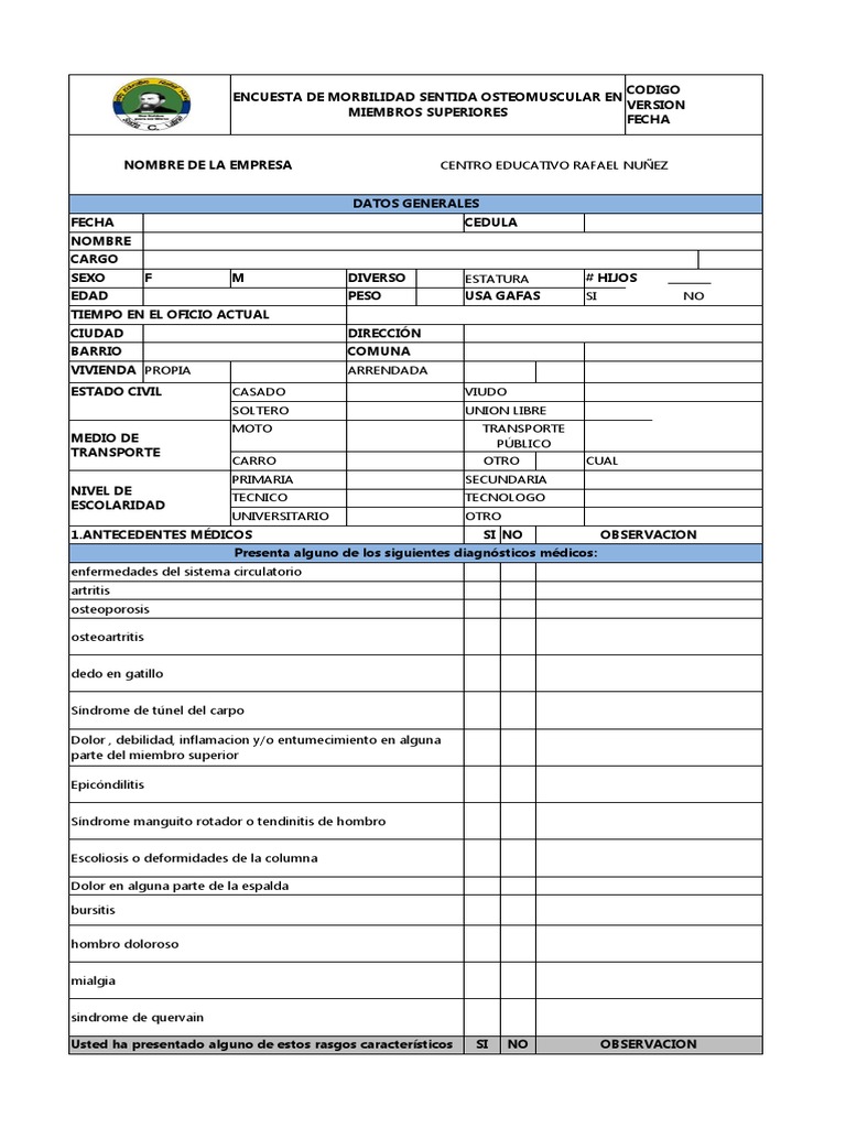 Encuesta de Morbilidad Sentida | PDF | Hombro | Artritis
