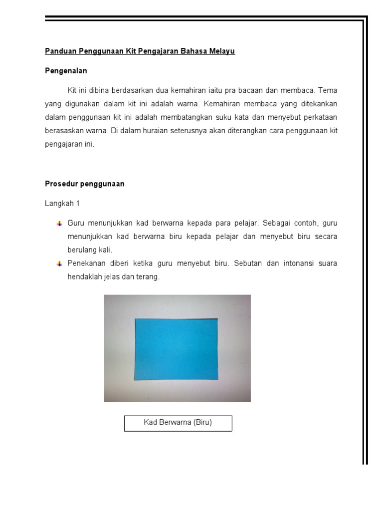 Panduan Penggunaan Kit Pengajaran Bahasa Melayu | PDF