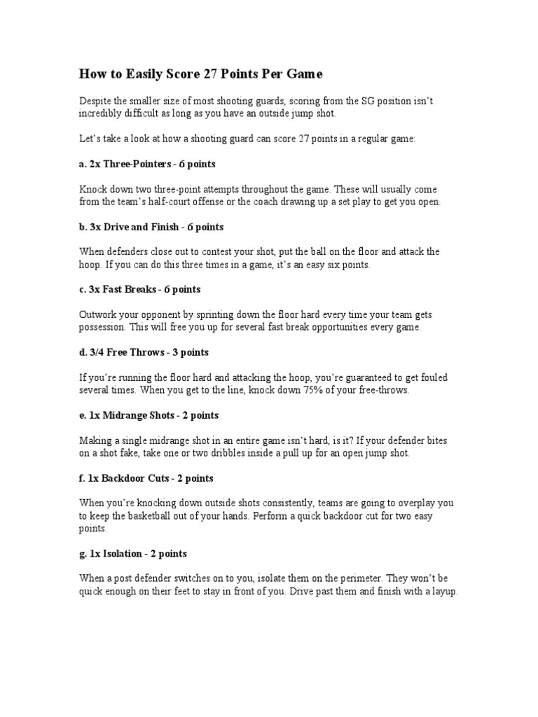 How To Easily Score 27 Points Per Game | PDF