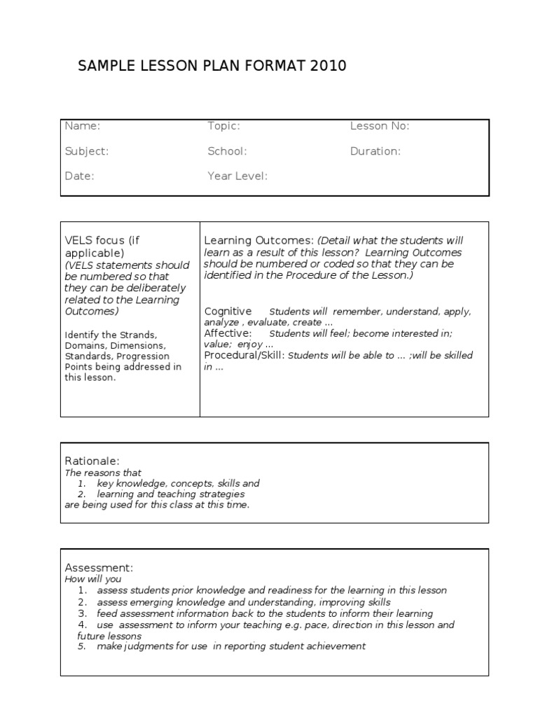 Lesson Plan Template | PDF | Lesson Plan | Teachers