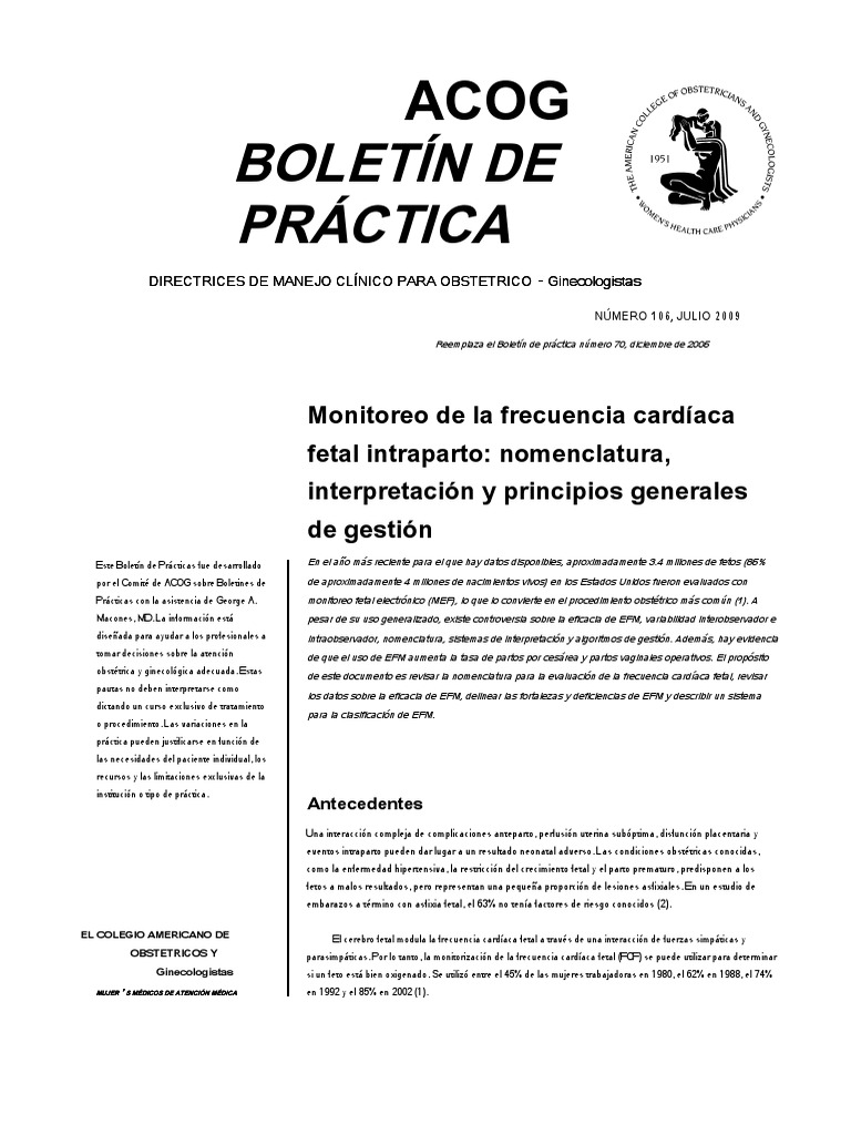 Monitoria Acog Bulletin 106.en - Es | PDF | Parto | Parto prematuro