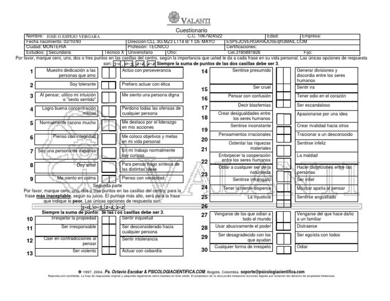 Prueba Valanti Edit | PDF | Sicología | Science